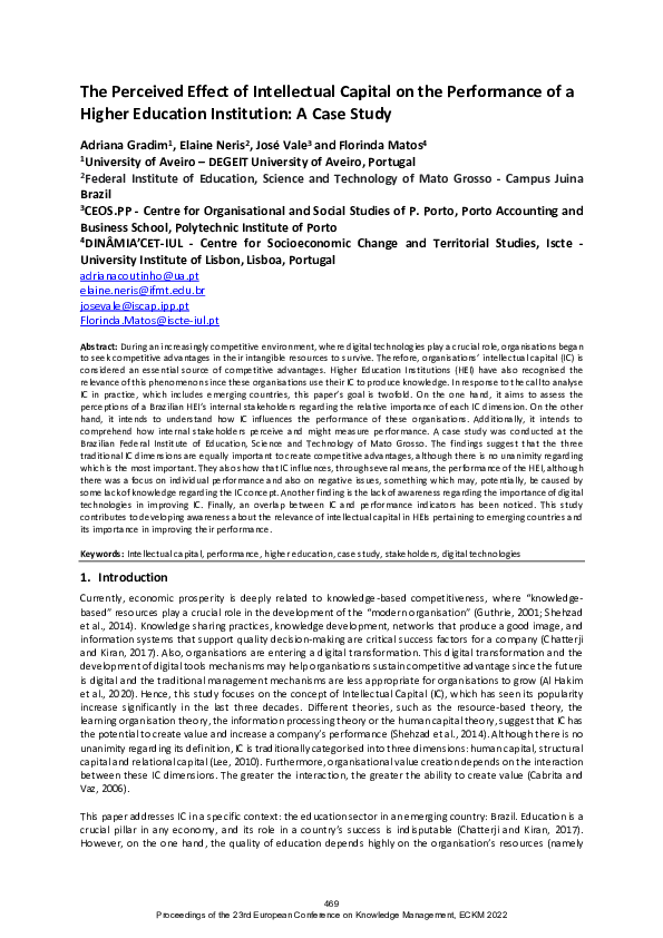 (PDF) The Perceived Effect of Intellectual Capital on the Performance ...