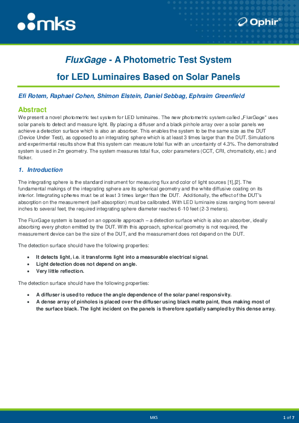 (PDF) FluxGage-A Photometric Test System for LED Luminaires Based on ...