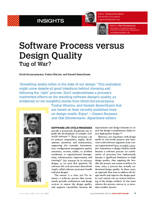 (PDF) Software Process versus Design Quality: Tug of War?