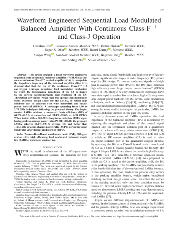 (PDF) Waveform Engineered Sequential Load Modulated Balanced Amplifier ...