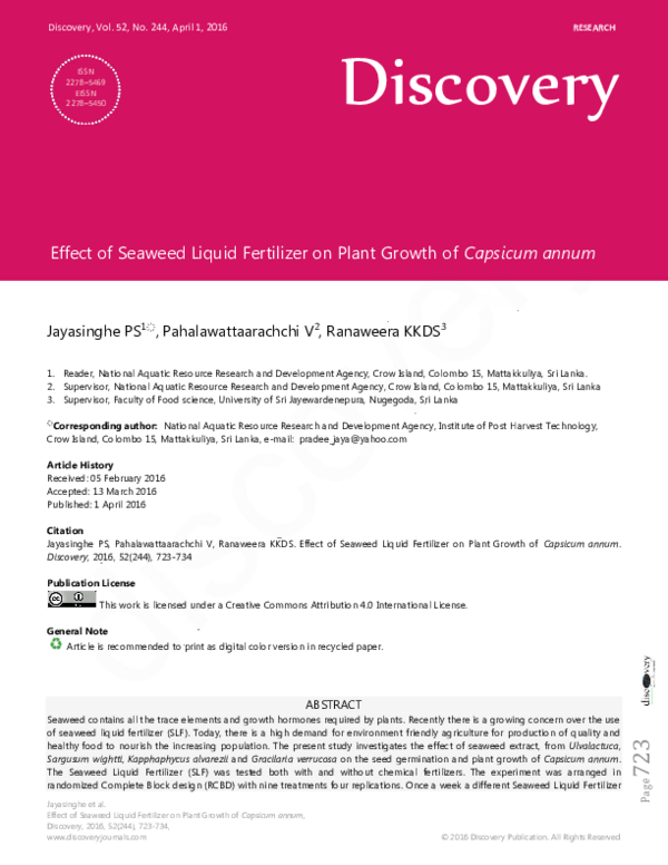 (PDF) Effect of Seaweed Liquid Fertilizer on Plant Growth of Capsicum ...