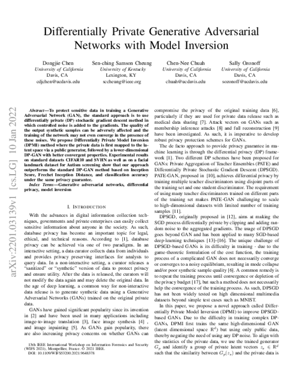 (PDF) Differentially Private Generative Adversarial Networks with Model Inversion