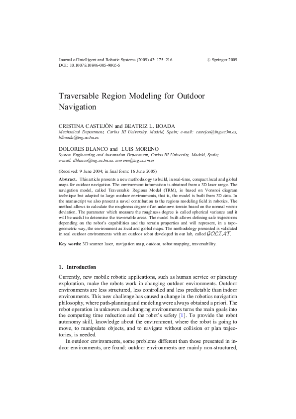 Pdf Traversable Region Modeling For Outdoor Navigation 