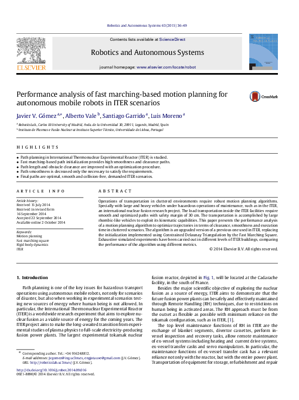 (PDF) Performance analysis of fast marching-based motion planning for autonomous mobile robots ...