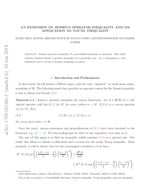 (PDF) An extension of Jensen’s operator inequality and its application ...