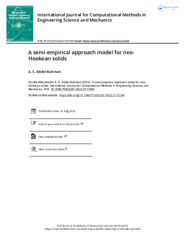(PDF) A semi-empirical approach model for neo-Hookean solids