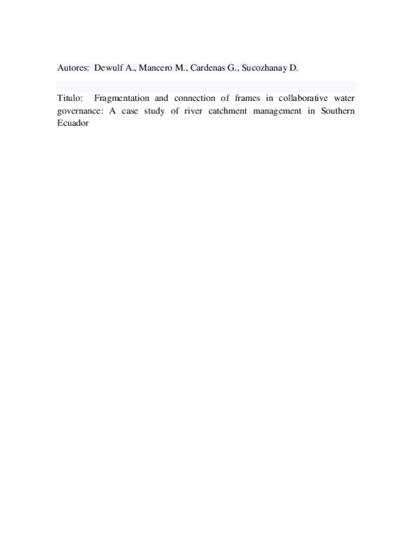 (PDF) Fragmentation and connection of frames in collaborative water ...