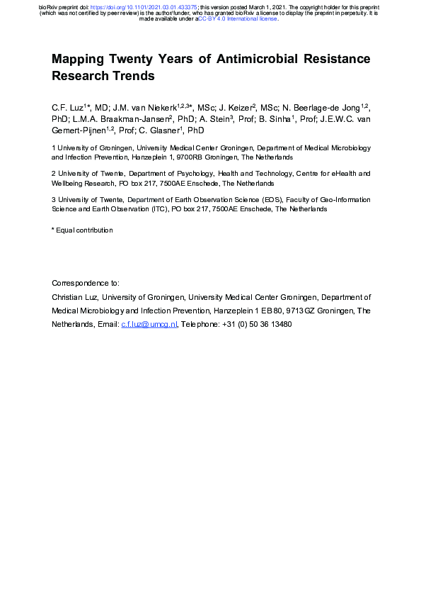 Pdf Mapping Twenty Years Of Antimicrobial Resistance Research Trends