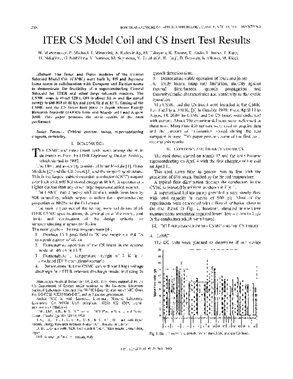 (PDF) ITER CS model coil and CS insert test results | Alexey Radovinsky ...