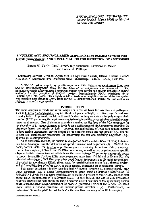 (PDF) A nucleic acid sequence-based amplification (NASBA) system for ...
