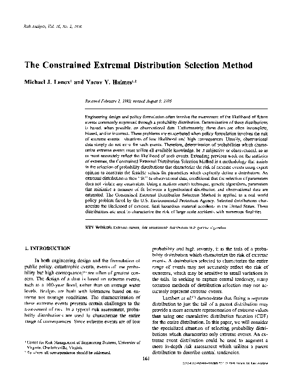 (PDF) The Constrained Extremal Distribution Selection Method