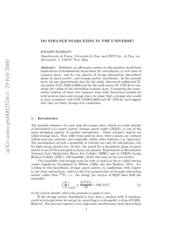 (PDF) Do Strange Stars Exist in the Universe?