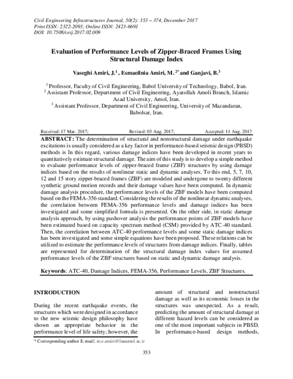 (PDF) Ductility reduction factor for zipper-braced frames