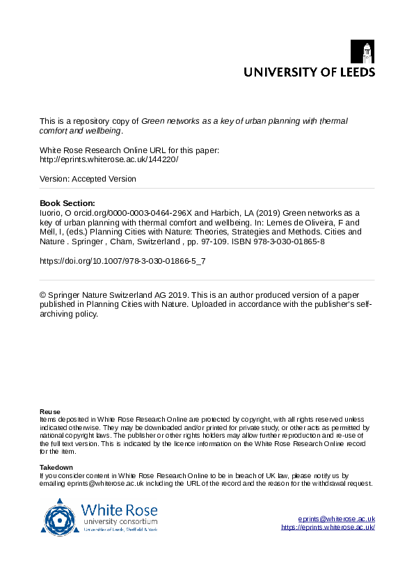 (PDF) Green Networks as a Key of Urban Planning with Thermal Comfort ...