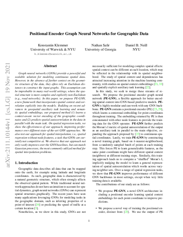 (PDF) Positional Encoder Graph Neural Networks for Geographic Data