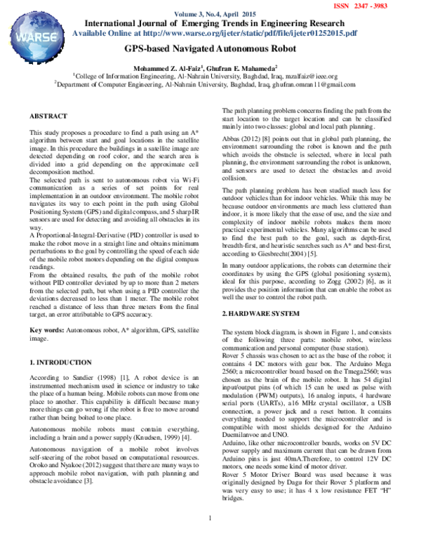 (PDF) GPS-based Navigated Autonomous Robot