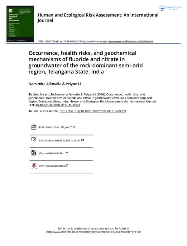 (PDF) Occurrence, health risks, and geochemical mechanisms of fluoride ...