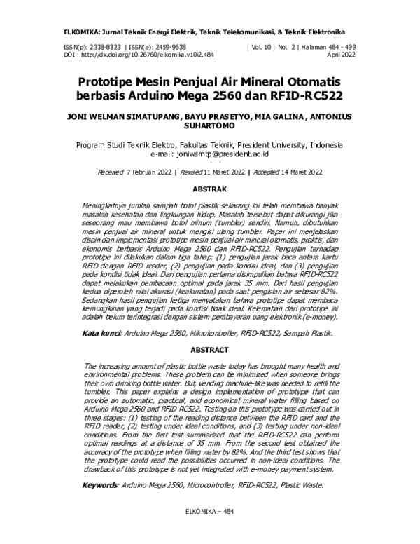 (PDF) Prototipe Mesin Penjual Air Mineral Otomatis berbasis Arduino ...