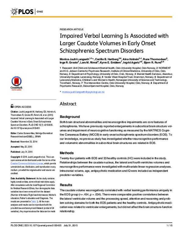 (PDF) RESEARCH ARTICLE Impaired Verbal Learning Is Associated with ...