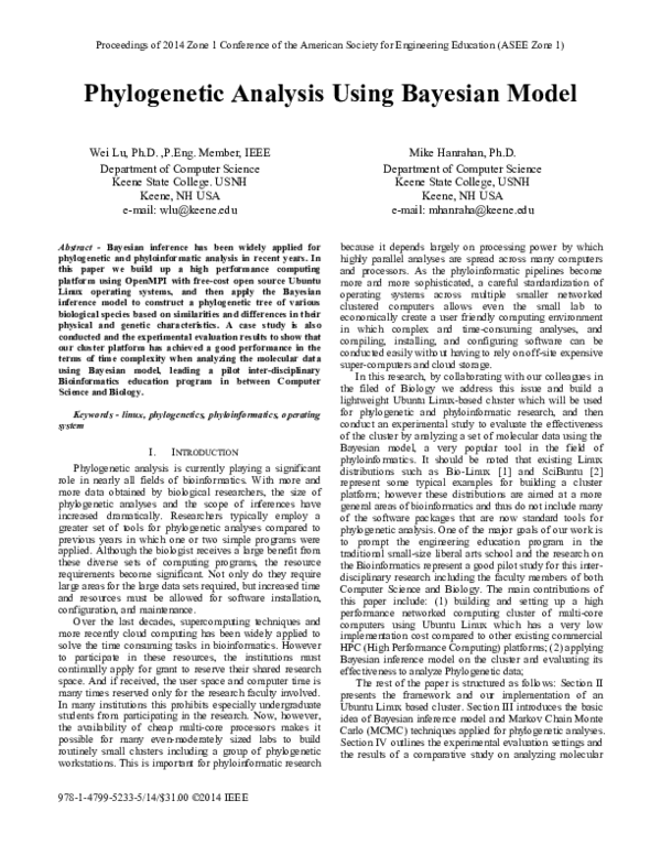 Pdf Phylogenetic Analysis Using Bayesian Model Mike Hanrahan