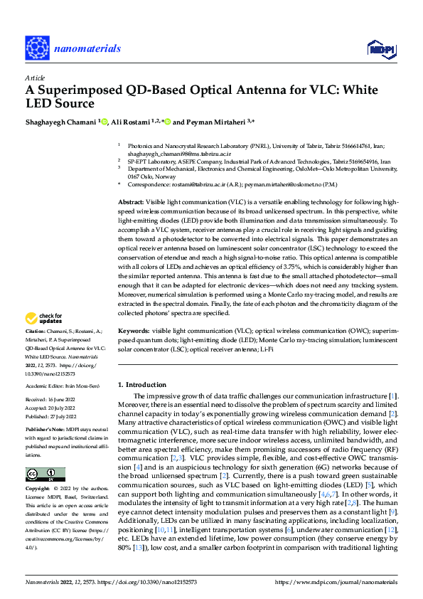 (PDF) A Superimposed QD-Based Optical Antenna for VLC: White LED Source