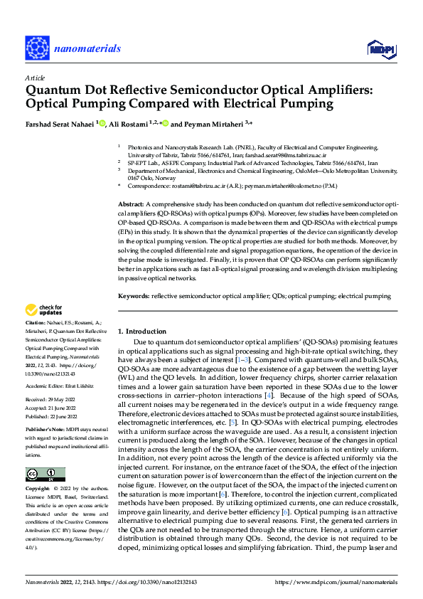 (PDF) Quantum Dot Reflective Semiconductor Optical Amplifiers: Optical Pumping Compared with ...