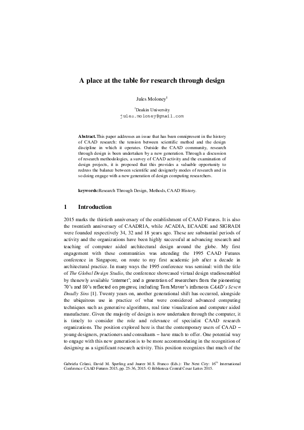 (PDF) A place at the table for research through design