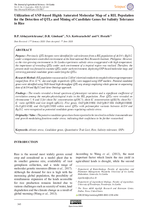 (PDF) Utilization of SNP-based Highly Saturated Molecular Map of a RIL Population for the ...