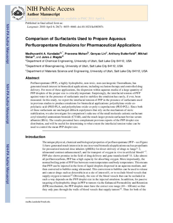 (PDF) Comparison of Surfactants Used to Prepare Aqueous ...