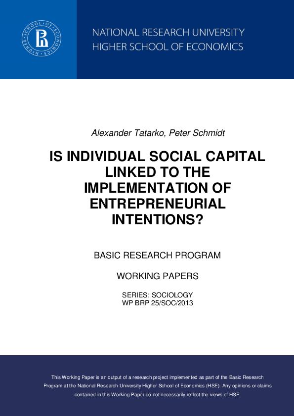 (PDF) Is Individual Social Capital Linked to the Implementation of ...