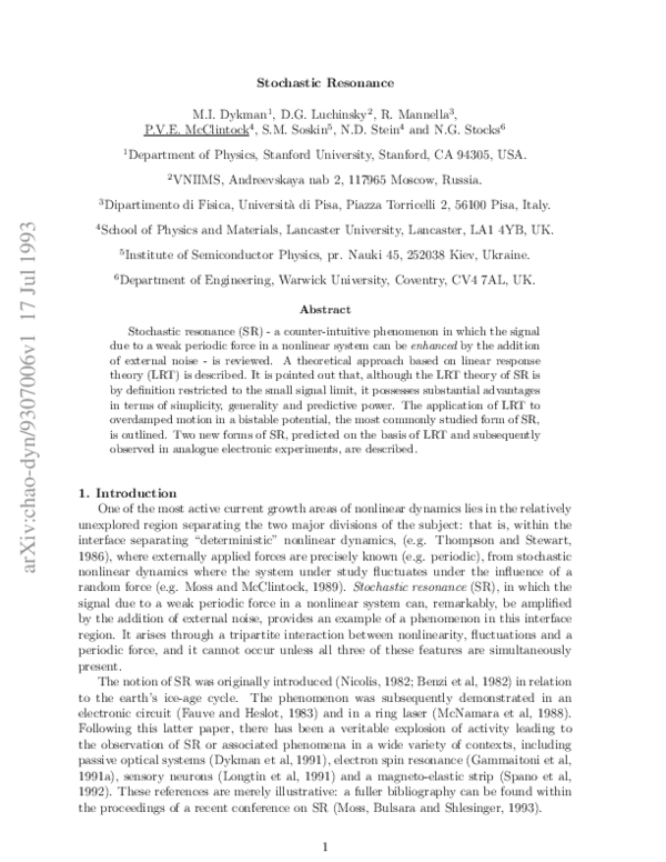 (PDF) Stochastic Resonance