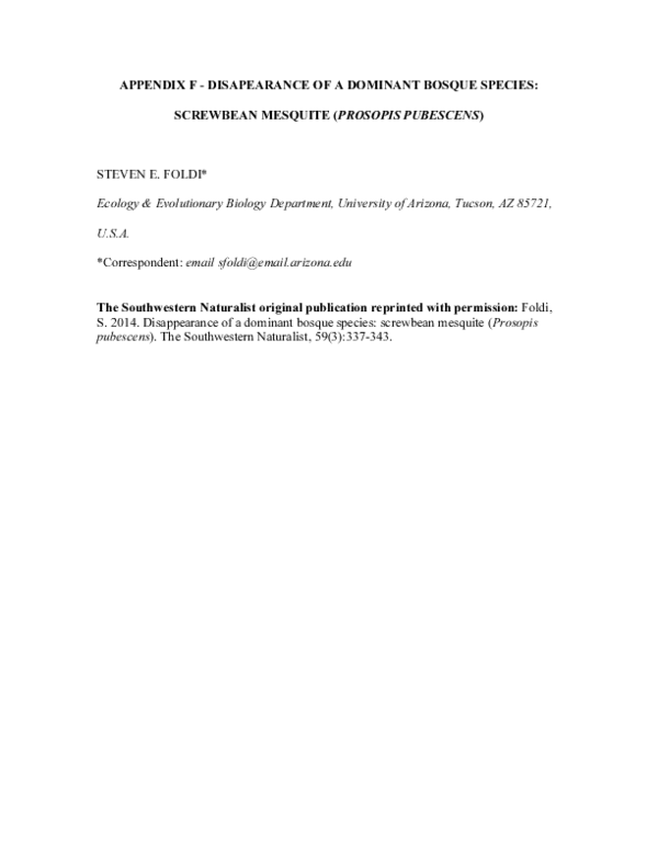(PDF) Disappearance of a dominant bosque species: screwbean mesquite ...