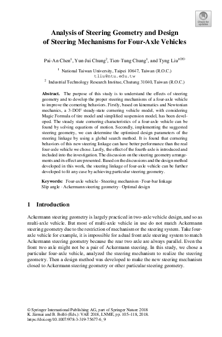 (PDF) Analysis of Steering Geometry and Design of Steering Mechanisms ...