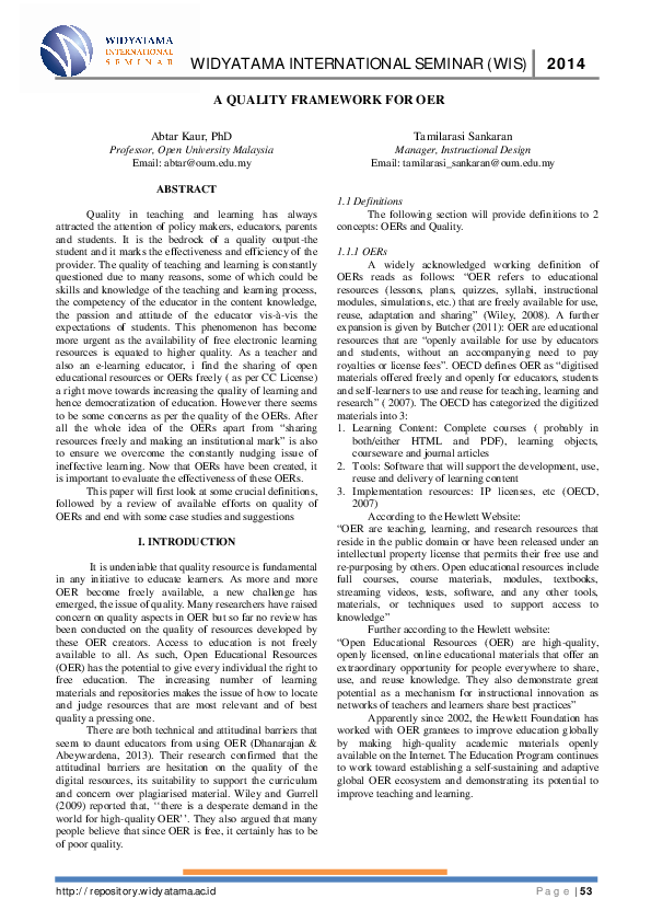 (PDF) A Quality Framework for OER