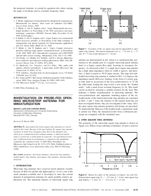 (PDF) Investigation on probe-fed open-ring microstrip antenna for ...