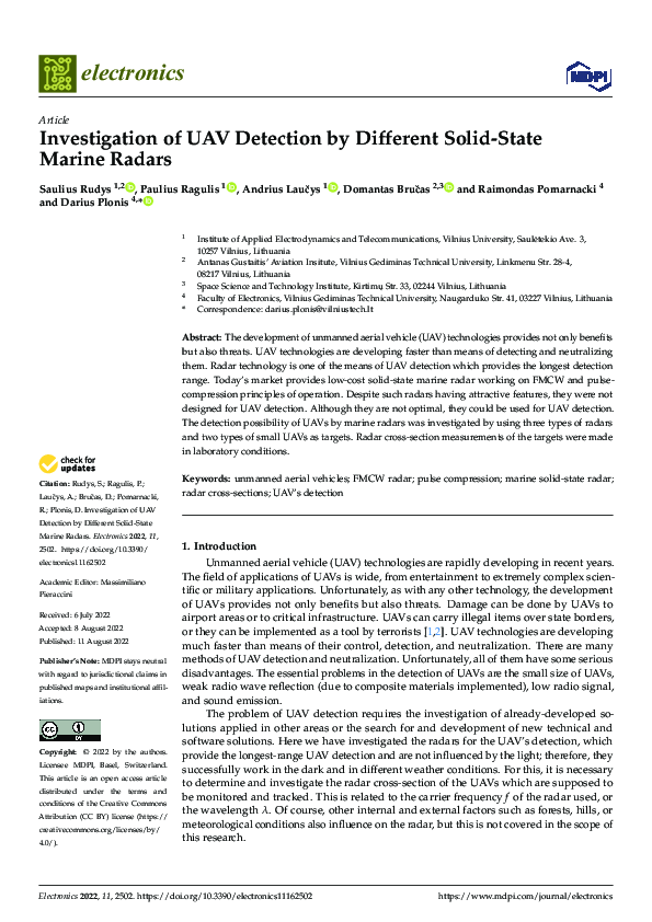(PDF) Investigation of UAV Detection by Different Solid-State Marine ...