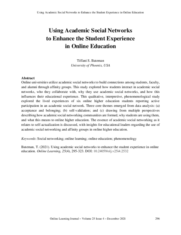 (PDF) Using Academic Social Networks to Enhance the Student Experience ...
