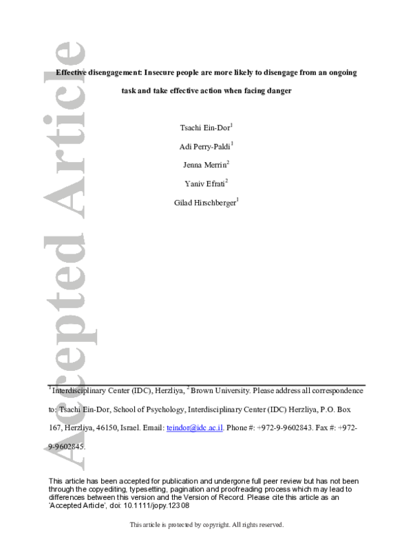 (PDF) Effective Disengagement: Insecure People Are More Likely to ...