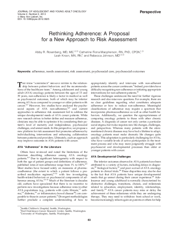 (PDF) Rethinking Adherence: A Proposal for a New Approach to Risk ...