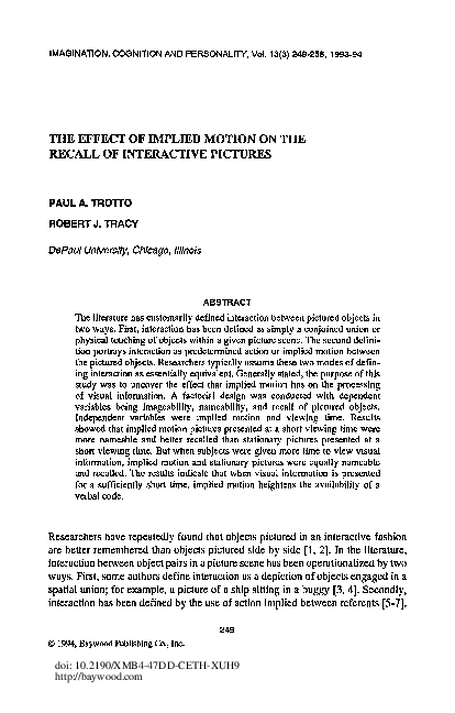 (PDF) The Effect of Implied Motion on the Recall of Interactive Pictures