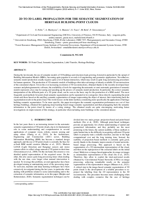 (PDF) 2D to 3D Label Propagation for the Semantic Segmentation of Heritage Building Point Clouds ...