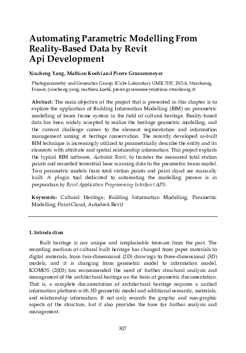 (PDF) Automating Parametric Modelling From Reality-Based Data by Revit Api Development