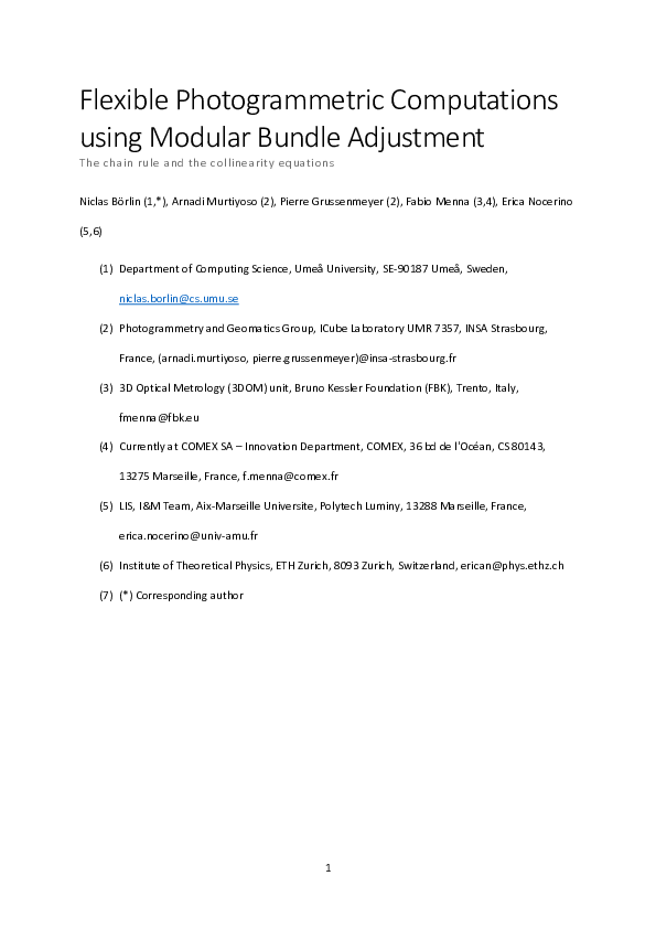 (PDF) Flexible Photogrammetric Computations Using Modular Bundle Adjustment: The Chain Rule and ...