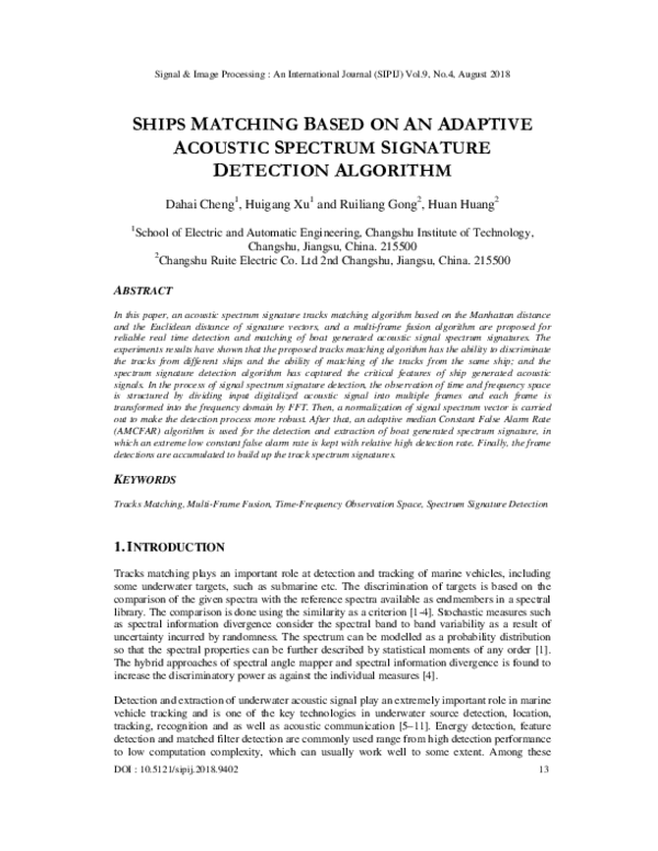 (PDF) Adaptive Spectrum Signature Detection Algorithm