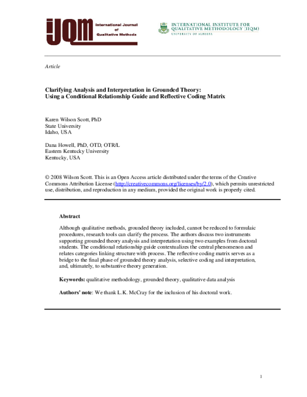 Clarifying Analysis and Interpretation in Grounded Theory: Using a ...