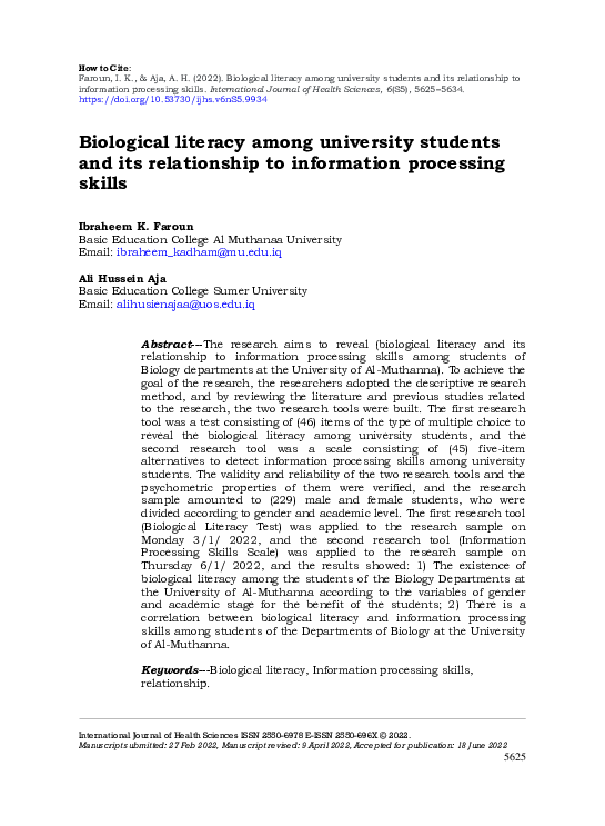 (PDF) Biological literacy among university students and its relationship to information ...