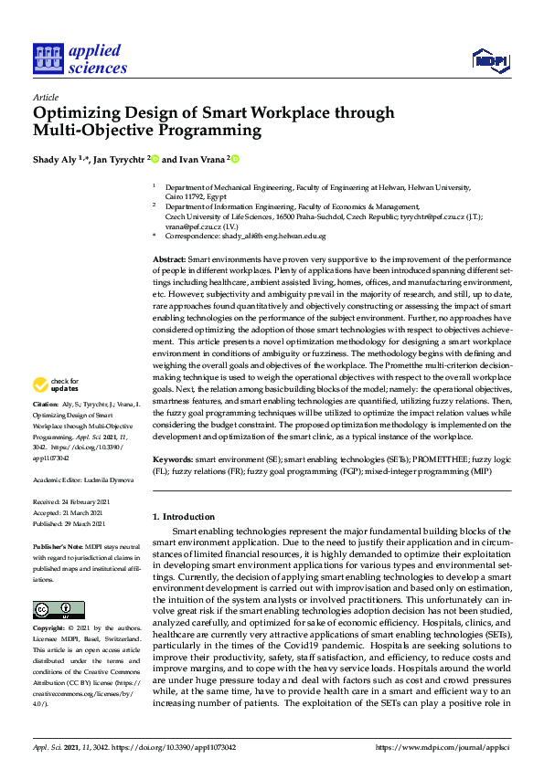 (PDF) Optimizing Design of Smart Workplace through Multi-Objective ... (PDF) Optimizing Design of Smart Workplace through Multi-Objective ...