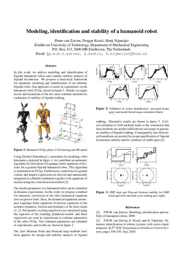 (PDF) Modeling, identification and stability of a humanoid robot (PDF) Modeling, identification and stability of a humanoid robot