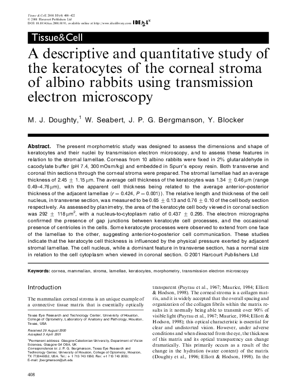 (PDF) A descriptive and quantitative study of the keratocytes of the ...