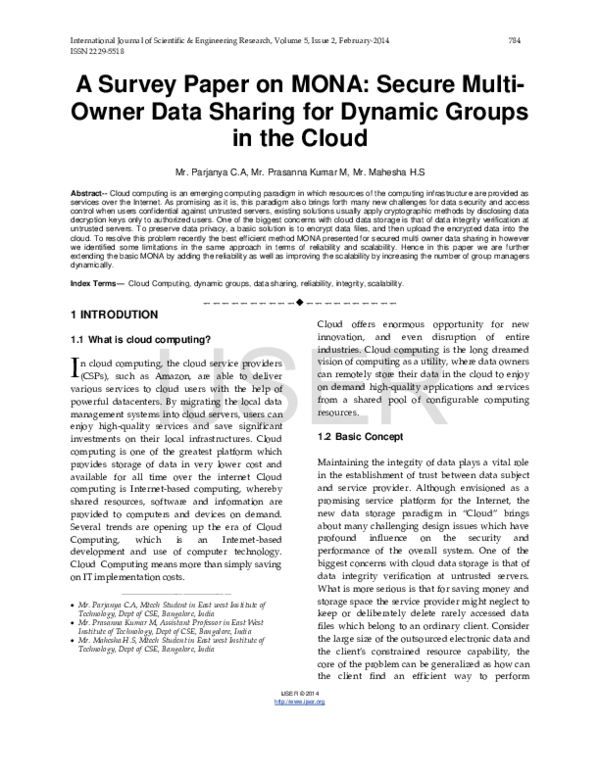 Pdf A Survey Paper On Mona Secure Multi Owner Data Sharing For